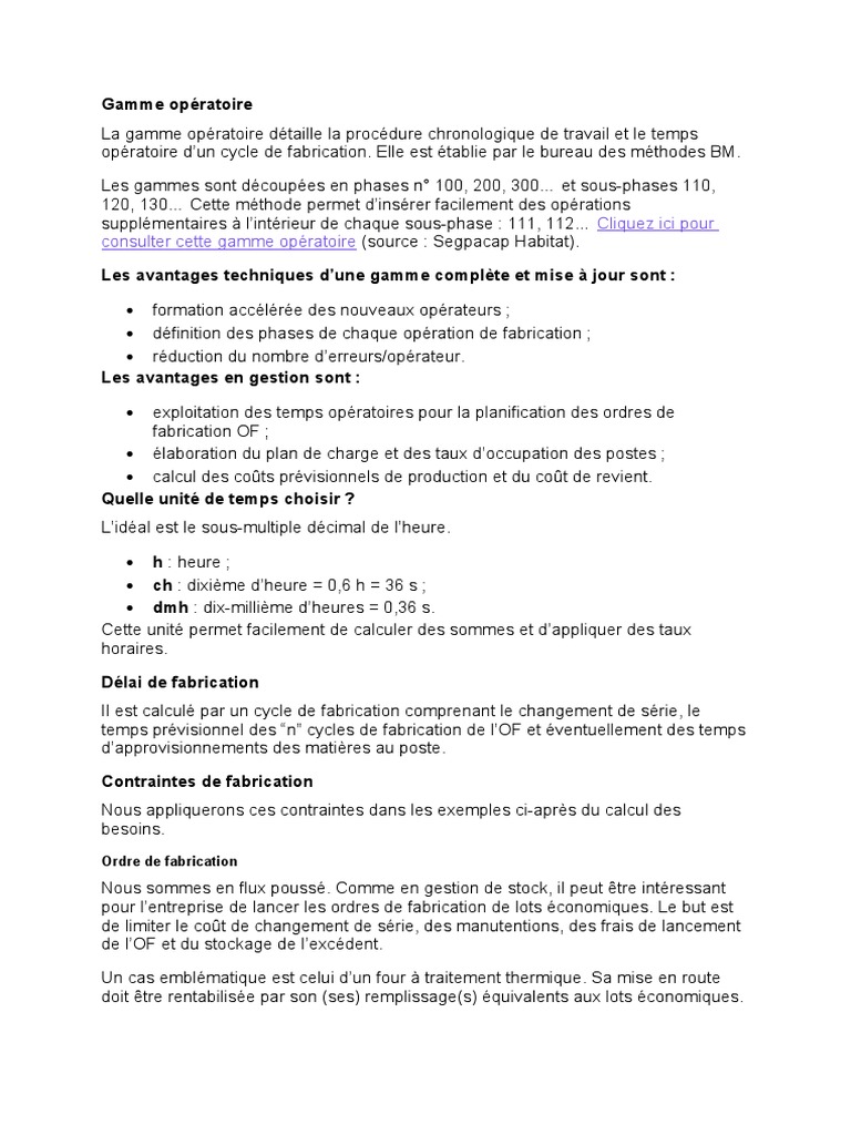 Gamme Opératoire - Copie | PDF | Inventaire | Économie