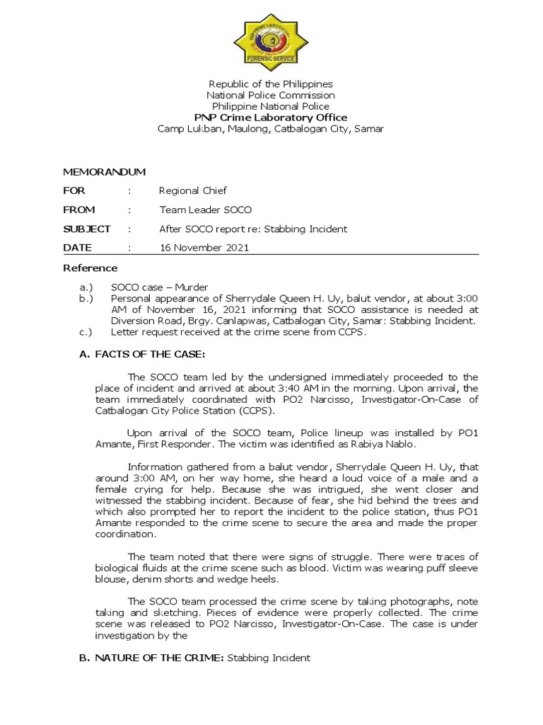 PNP Crime Laboratory Office | PDF | Crime Scene | Crime & Violence