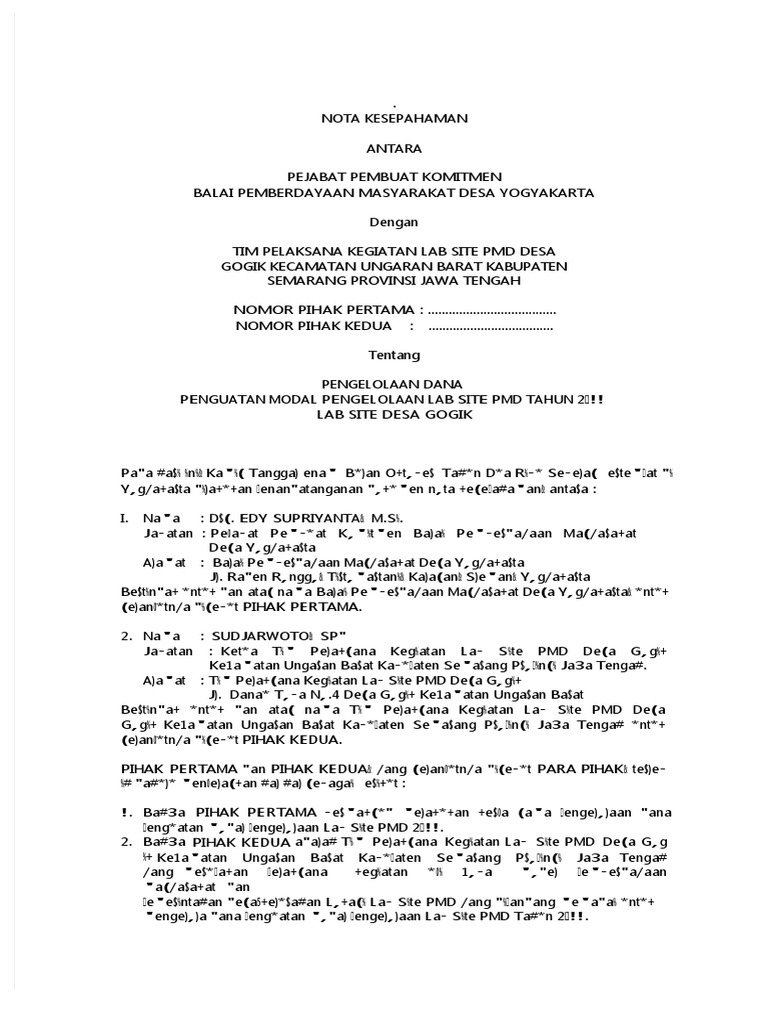 PDF Contoh Mou Bumdes | PDF