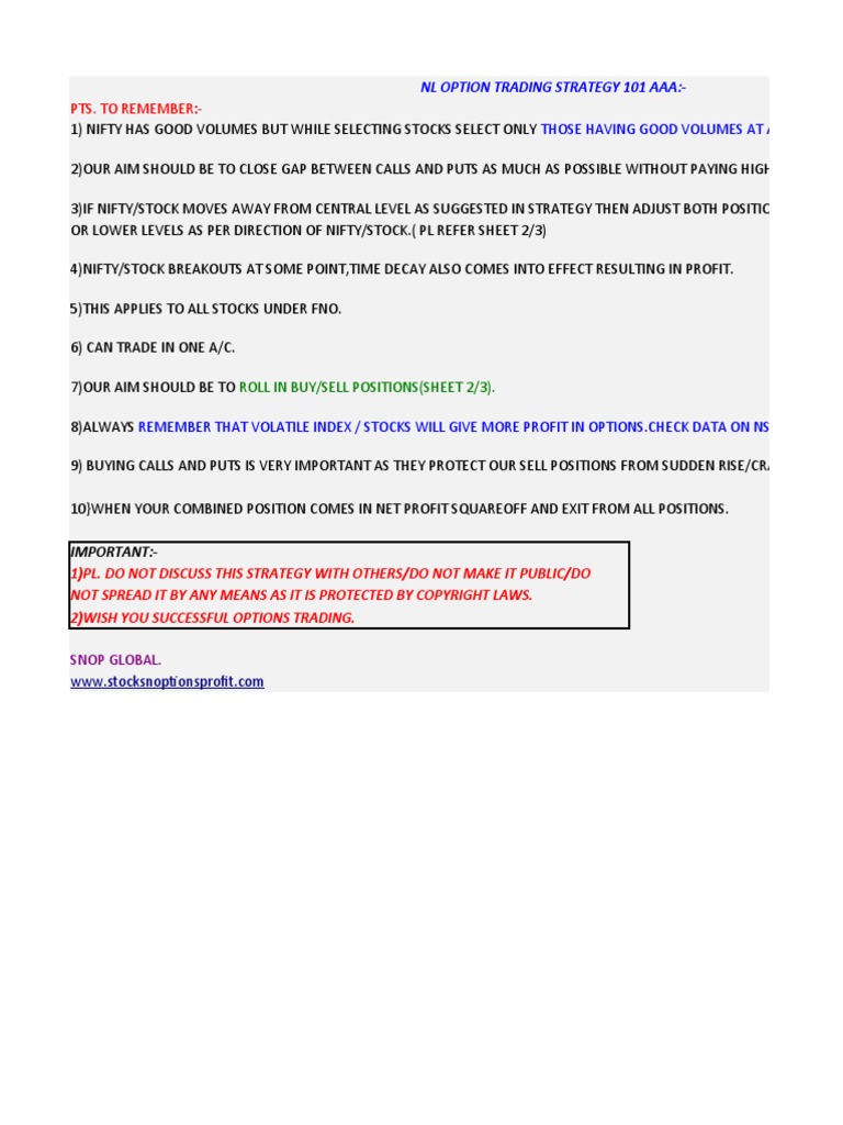 101aaa NL Options Trading Strategy | PDF | Option (Finance) | Financial ...