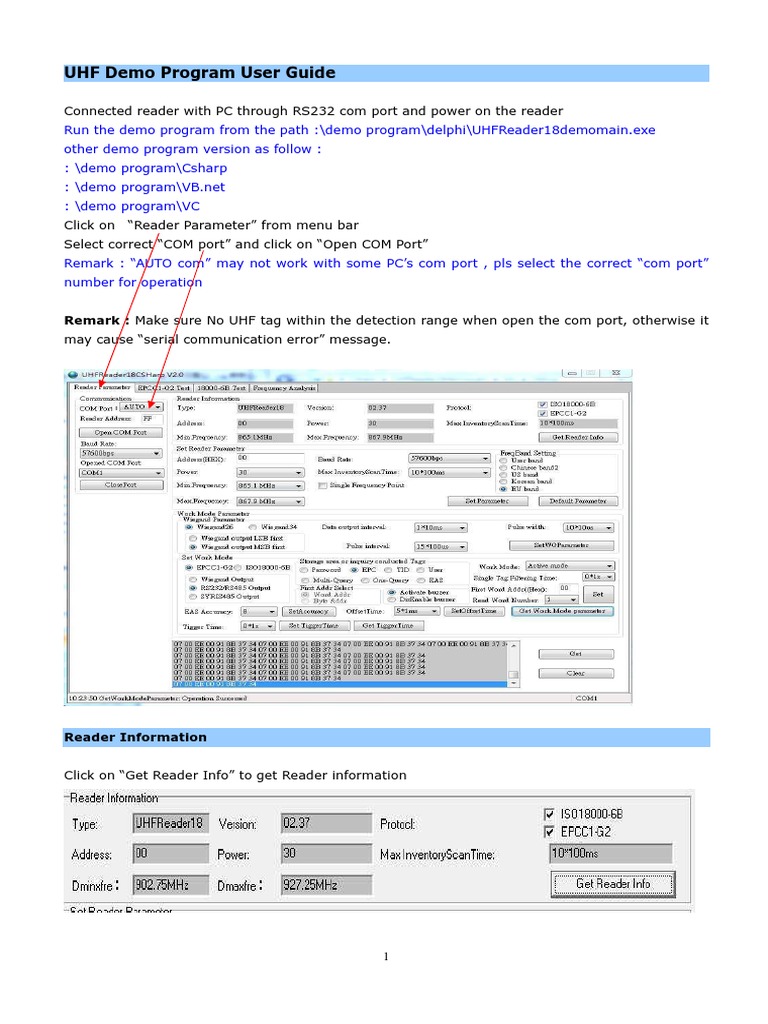 UHF-RW-MP-232-V1 User Guide | PDF | Parameter (Computer Programming) | Personal Identification ...