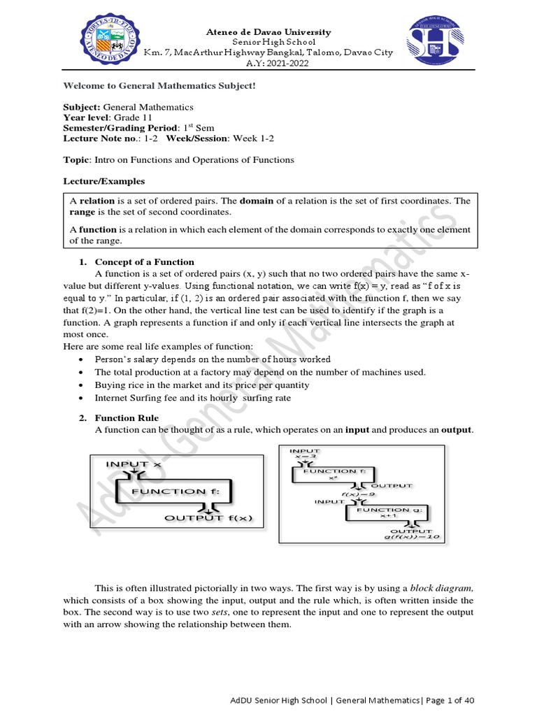Learning Content General Mathematics | PDF | Function (Mathematics ...