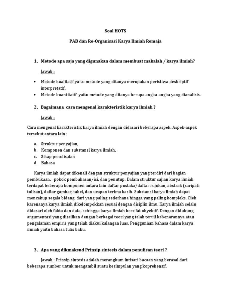 Soal Hots (Pab Kir) | PDF