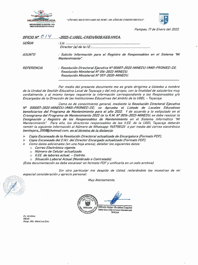 Oficio #014-2022 | PDF