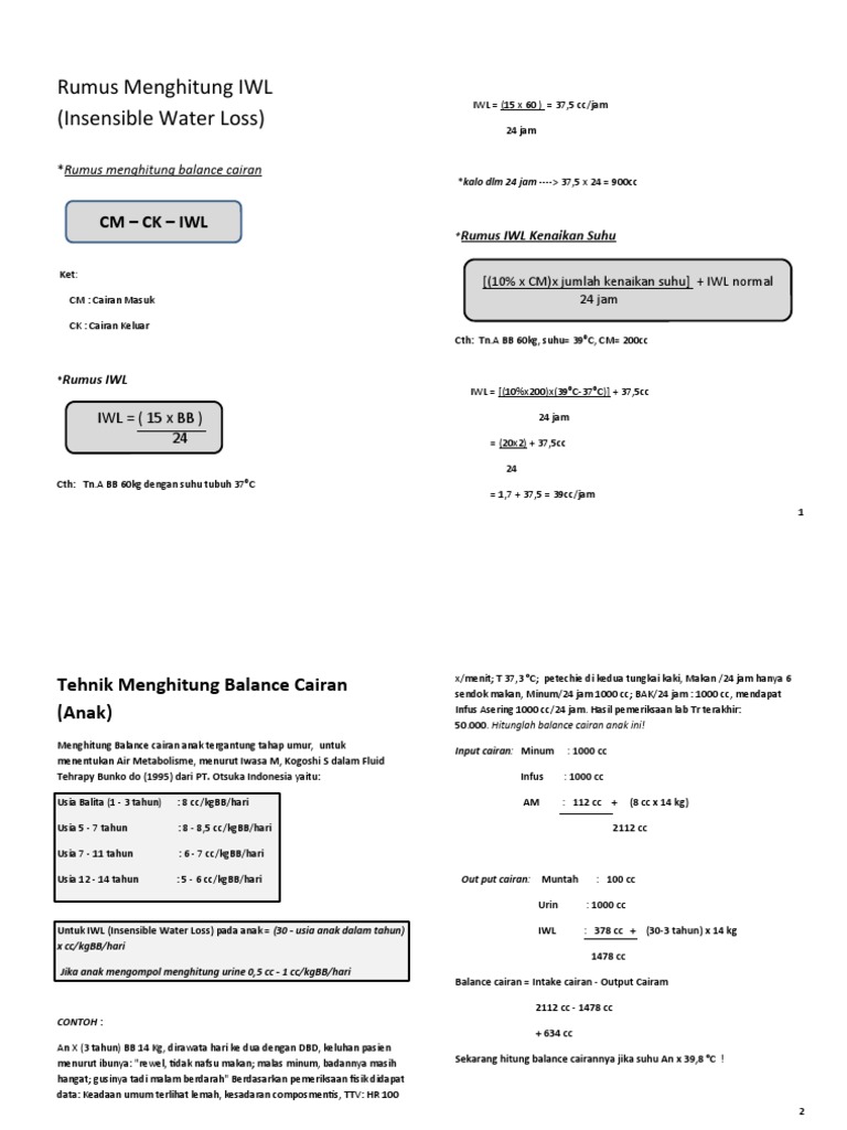 Rumus Menghitung IWL | PDF