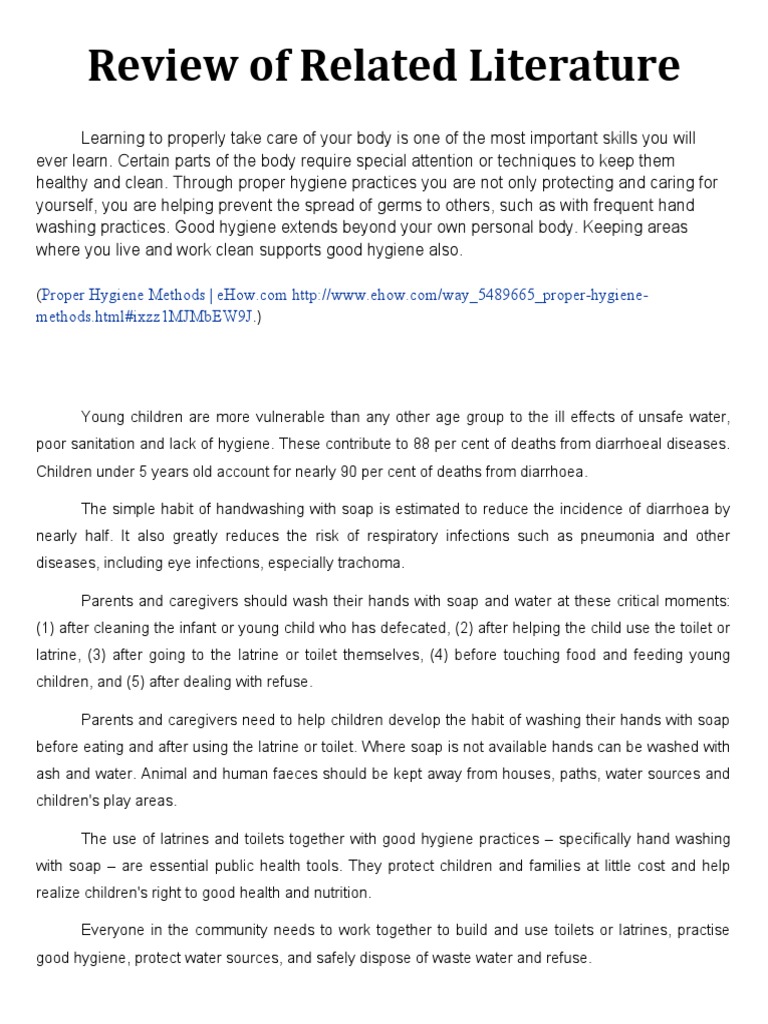 Review of Related Literature | PDF | Hygiene | Hand Washing