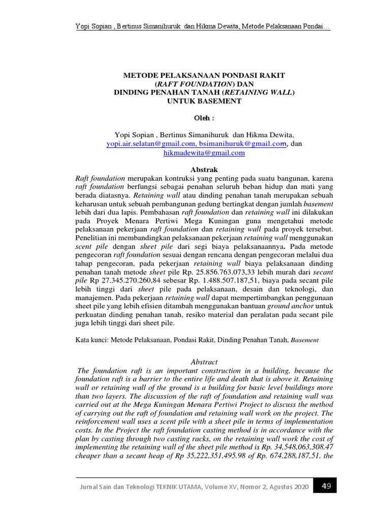 3 Metode Pelaksanaan Pondasi Rakit | PDF