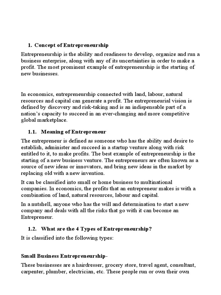 Entrepreneurship Notes | Download Free PDF | Entrepreneurship ...