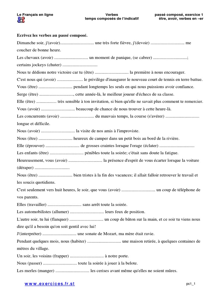 Exercices Passé Composé | PDF