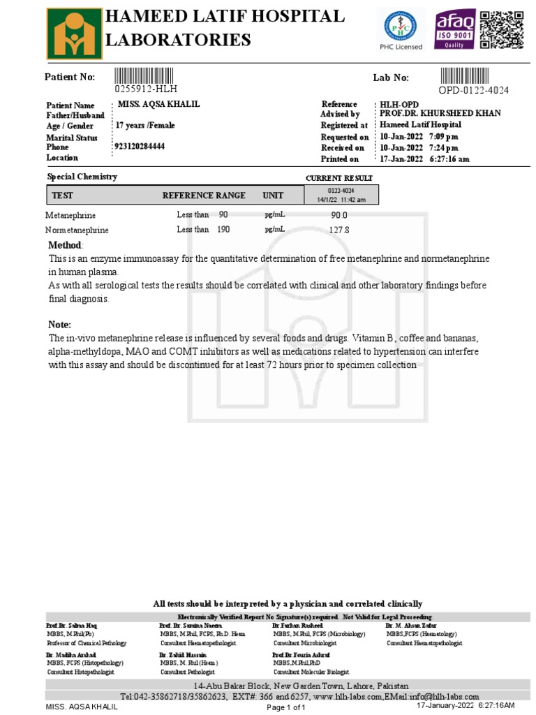 0255912-HLH OPD-0122-4024: Lab No: Patient No | PDF | Pathology ...