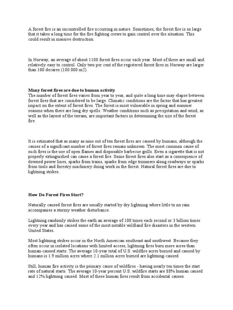 Many Forest Fires Are Due To Human Activity | PDF | Fires | Wildfire