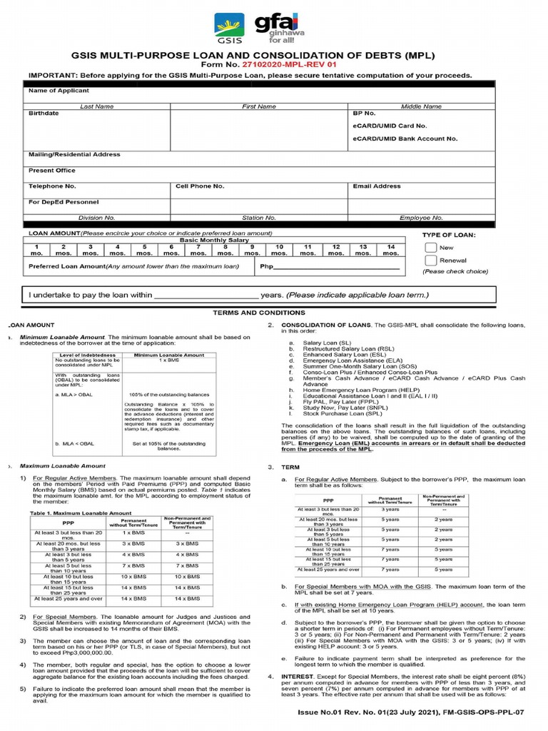 New Form MPL Fillable | PDF