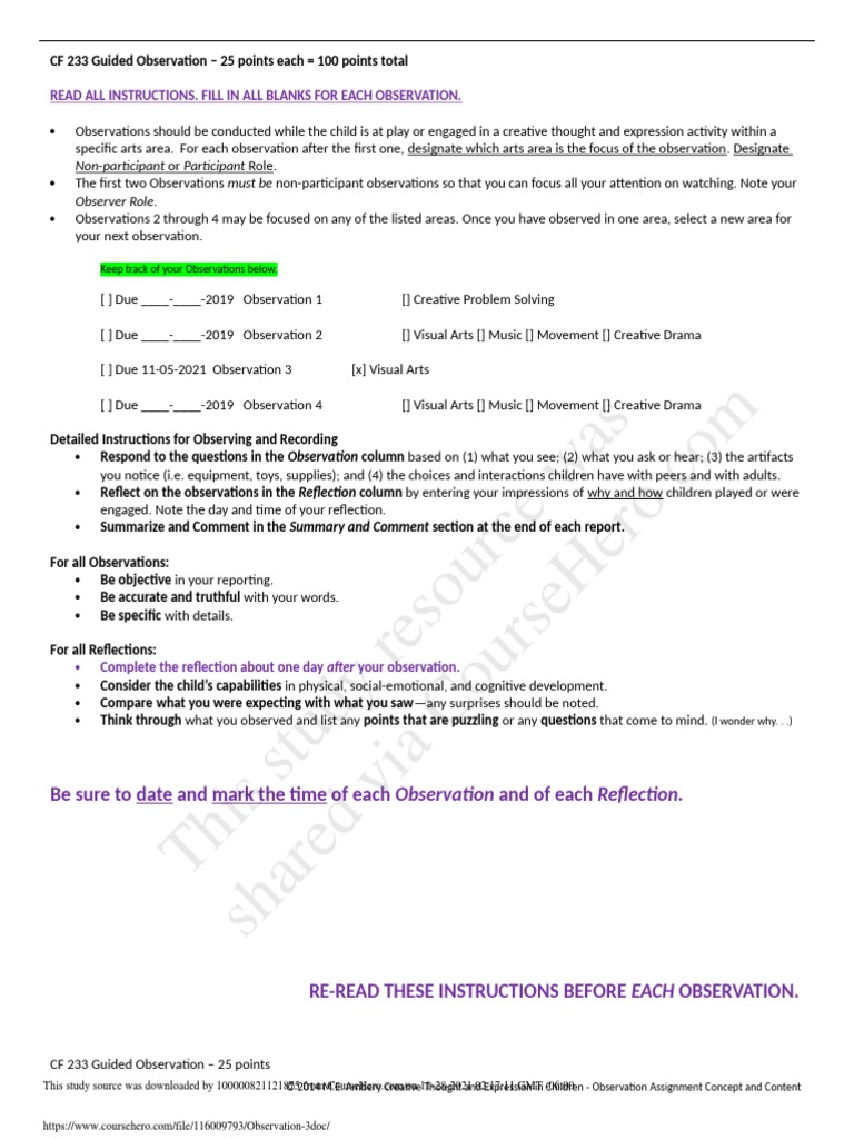 This Study Resource Was: Non-Participant or Participant Role - Observer ...