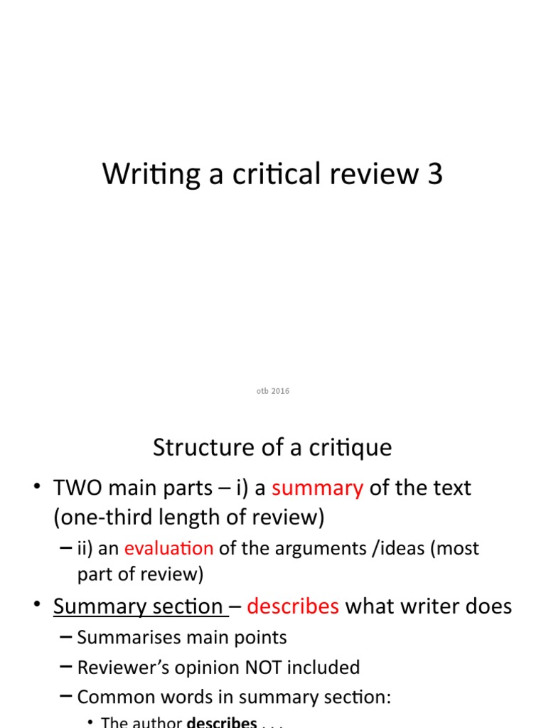 Writing A Critical Review 3 | PDF