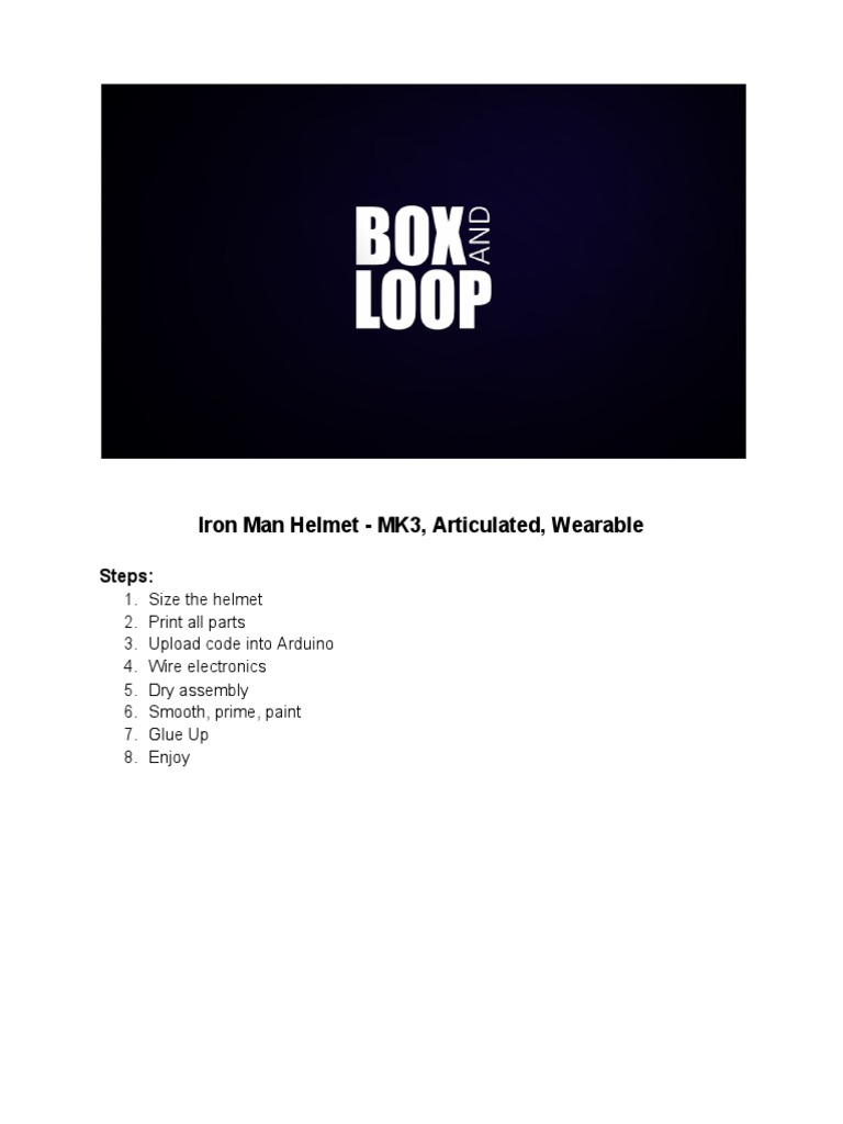 Iron Man Helmet - MK3, Articulated, Wearable: Steps | PDF | Arduino | Screw