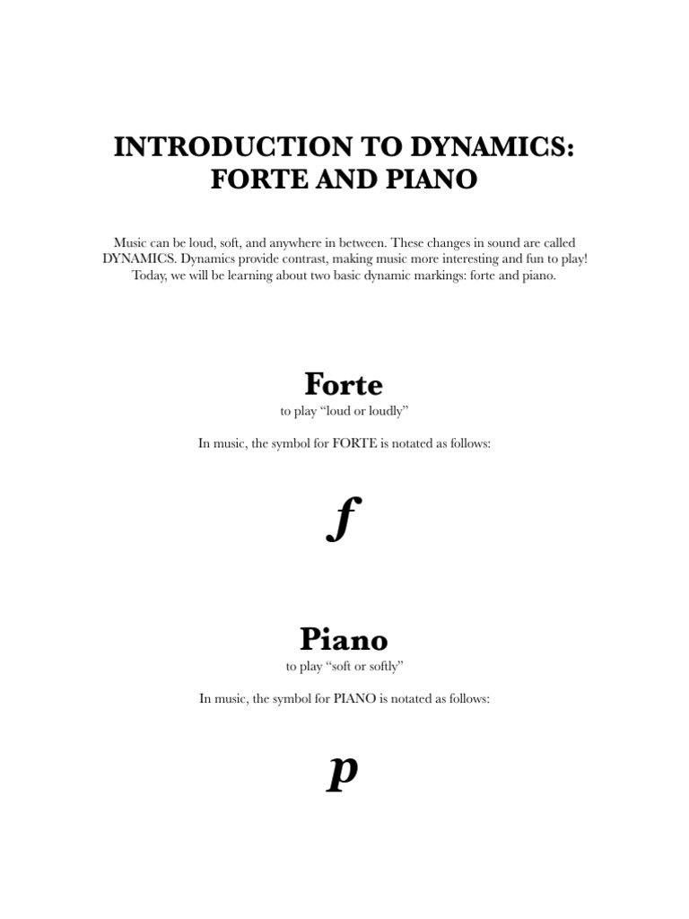 Worksheet - Introduction To Dynamics (Forte and Piano) | PDF
