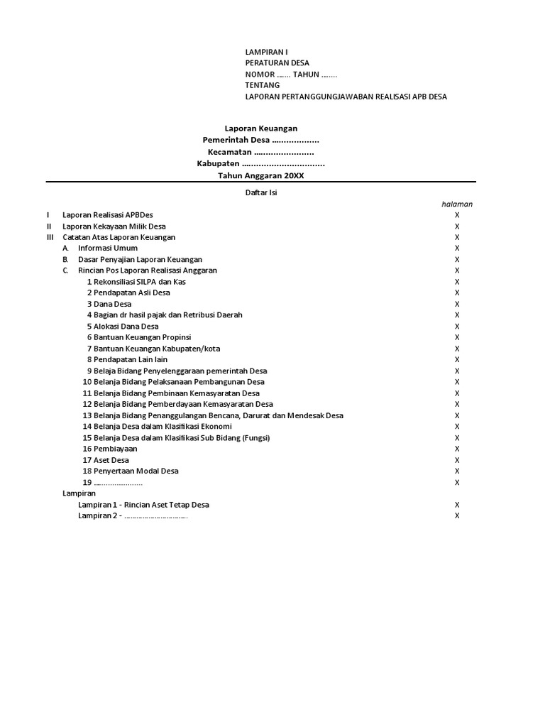 05 Template Laporan Keuangan Desa | PDF