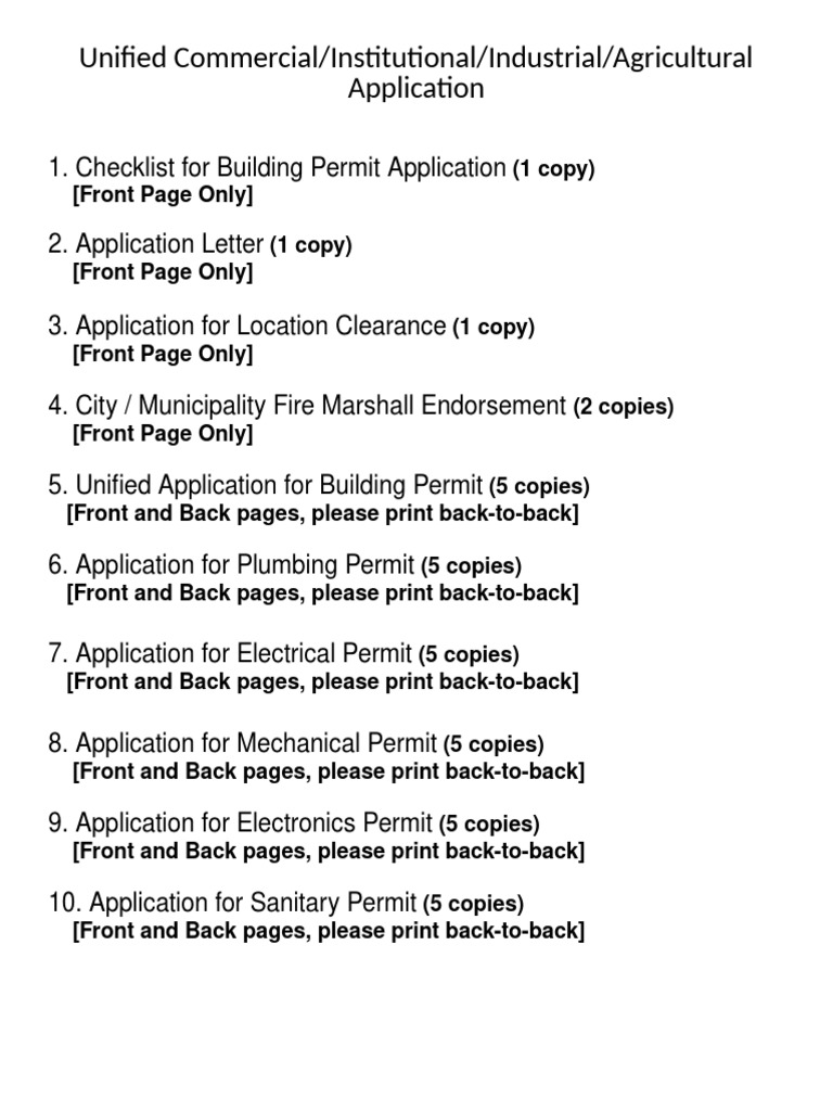 Davao City Building Permit Application Commerial and Others (Checklist ...