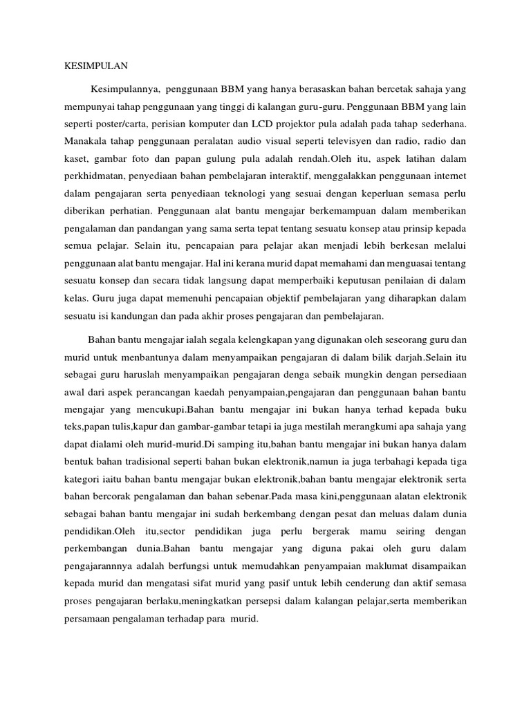 Kesimpulan Bahan Alat Membantu | PDF