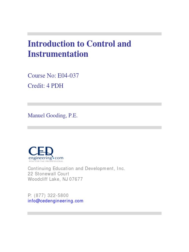 Introduction To Control and Instrumentation-R1 | PDF | Pressure ...