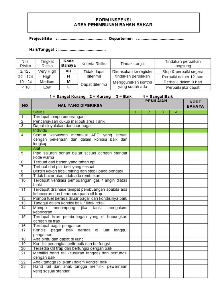 Form Checklist Inspeksi Alat Berat | PDF