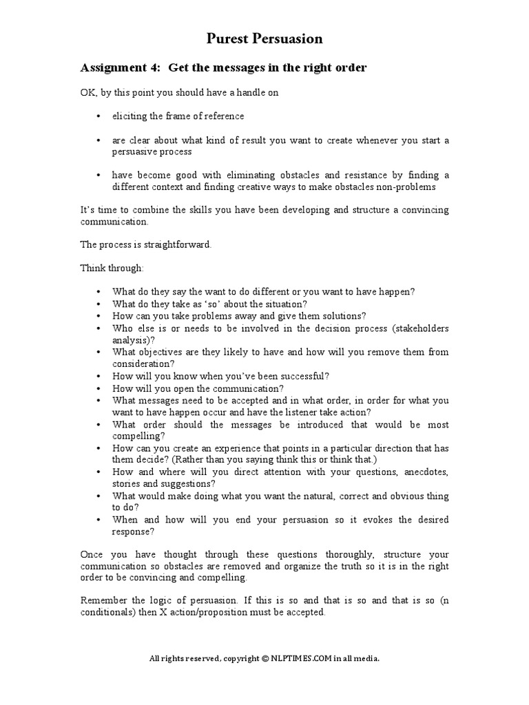 Purest Persuasion - Assignment 4 | PDF | Persuasion | Communication