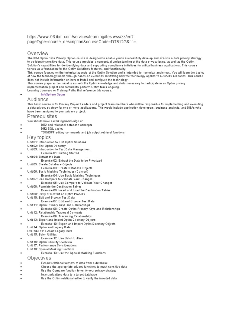 Introduction To IBM Optim Solutions and Test Data Management | PDF ... Introduction To IBM Optim Solutions and Test Data Management | PDF ...