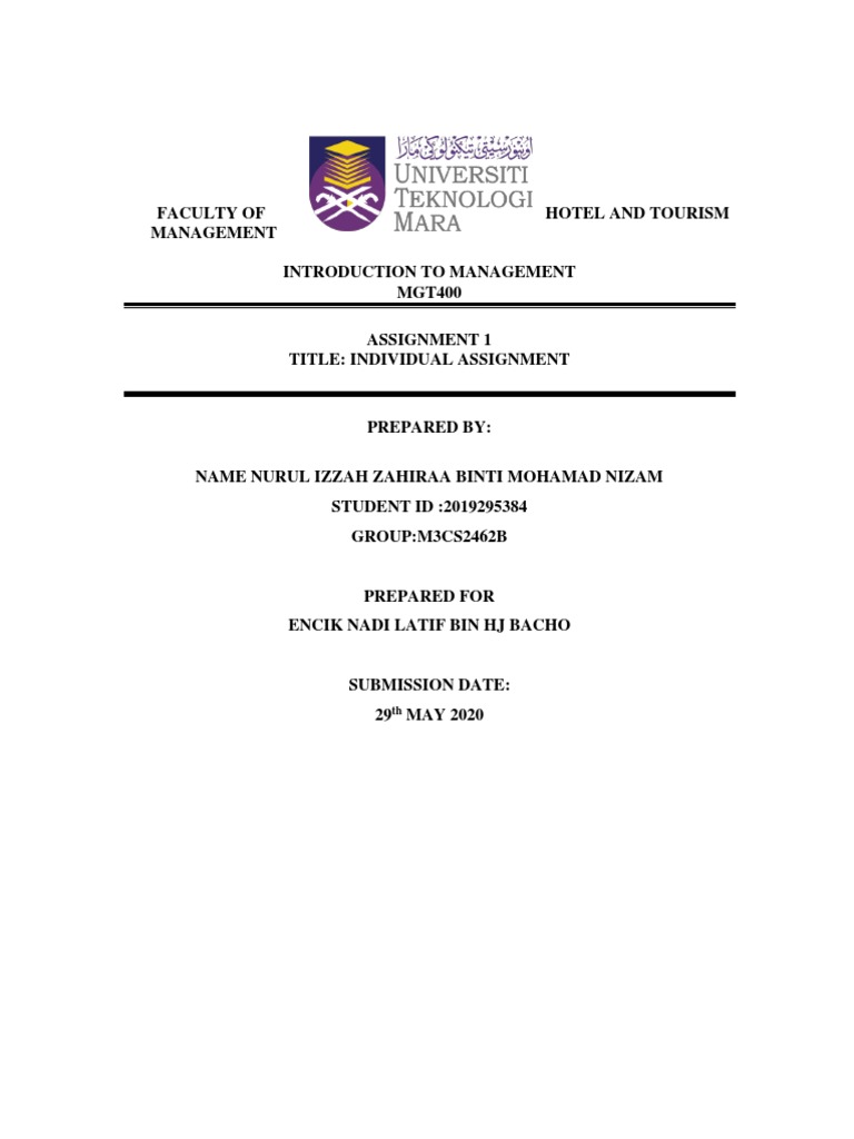 MGT 400 Assignment 1 PDF | PDF | Planning | Leadership