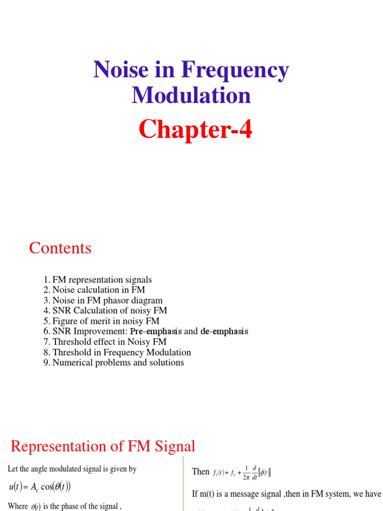 Noise in Frequency Modulation: Chapter-4 | PDF | Frequency Modulation ...