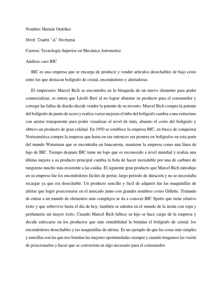 Análisis Caso Bic | PDF
