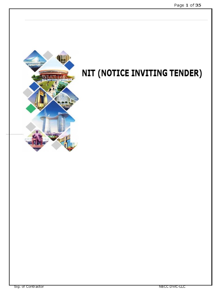 Nit (Notice Inviting Tender) : Sig. of Contractor NBCC DWC-LLC | PDF ...