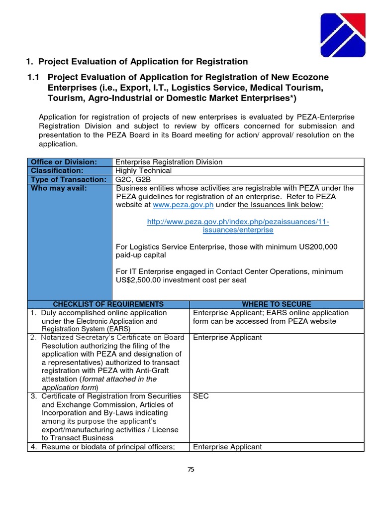 Complete PEZA Citizen Charter | PDF | Notary Public | Business