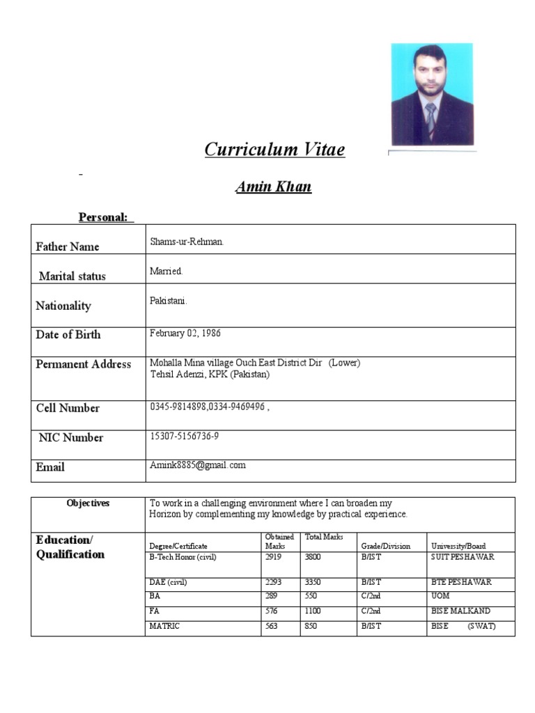Curriculum Vitae: Amin Khan | PDF | Concrete | Building Engineering