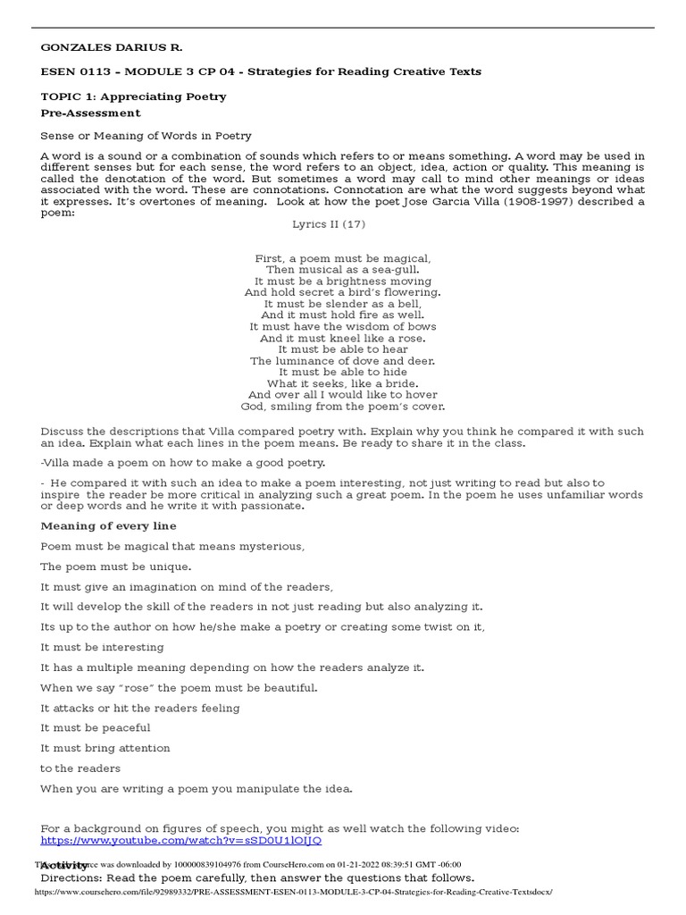 Symbolism of the Jar in Poetry | PDF | Poetry