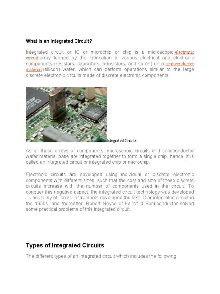 What Is An Integrated Circuit | PDF | Electronic Circuits | Integrated ...