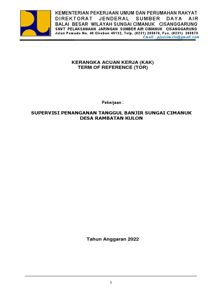 KAK Sungai Cimanuk Ds Rambatan Kulon Indramayu | PDF