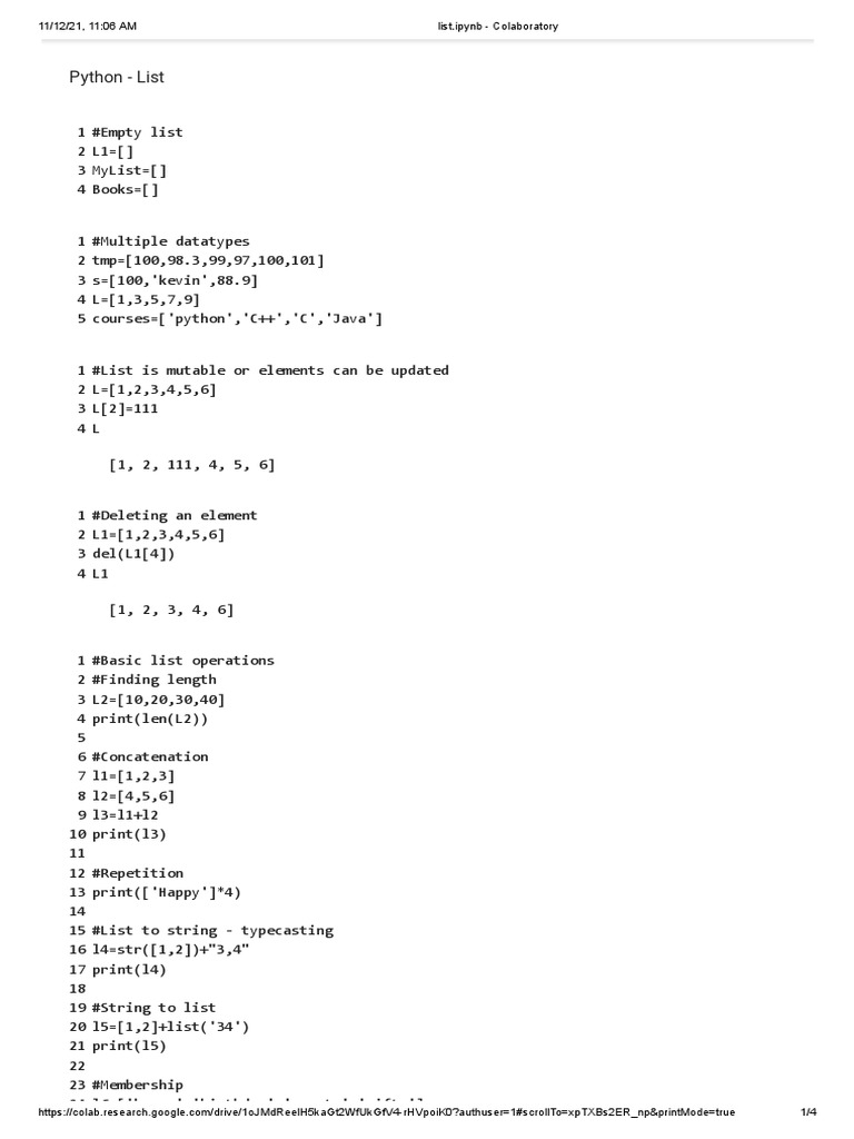 Python List Operations Guide | PDF | String (Computer Science) | Software Development