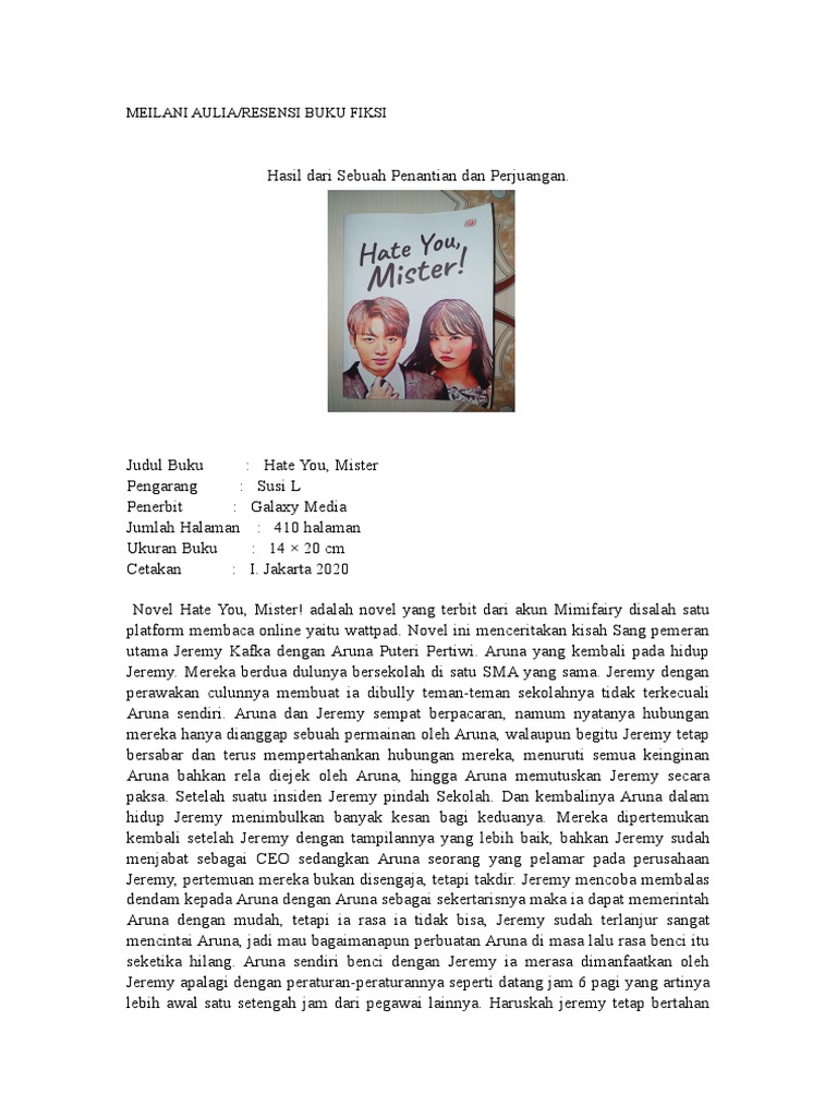 Resensi Novel Hate You, Mister! | PDF