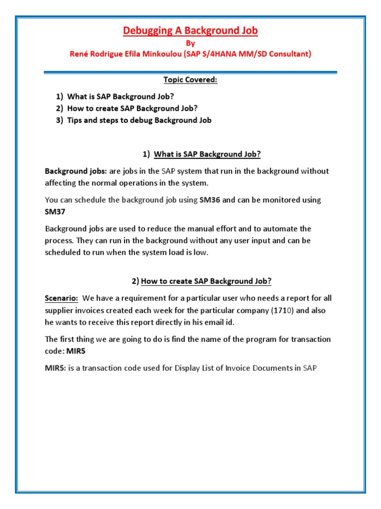 Debugging A Background Job Pdf Debugging Computer Engineering