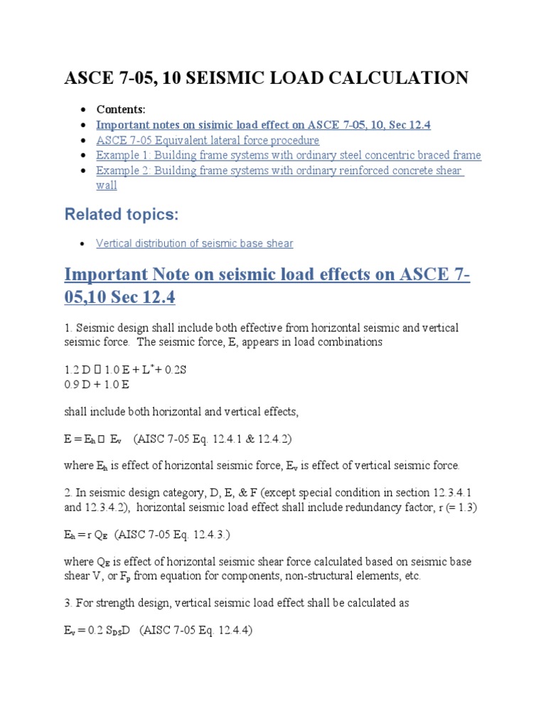 ASCE 7-05 Seismic | PDF | Force | Shear Stress