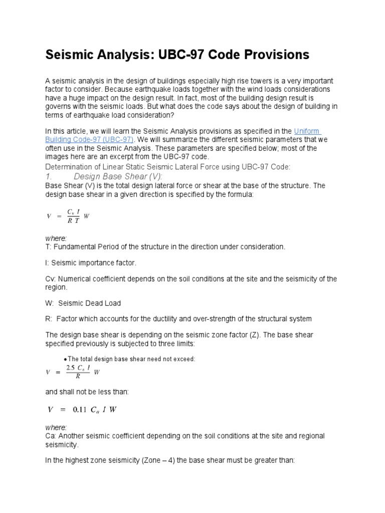 Seismic Analysis UBC | PDF | Earthquakes | Moment Magnitude Scale