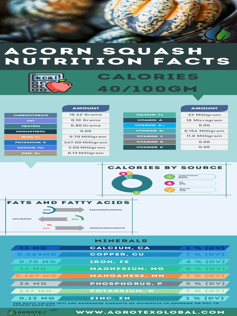 Acorn Squash Nutrition Facts: Calories 40/100GM | PDF