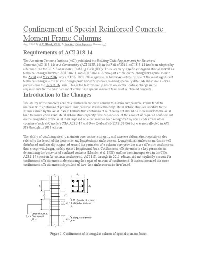 Confinement of Special Reinforced Concrete Moment Frame Columns | PDF | Concrete | Column
