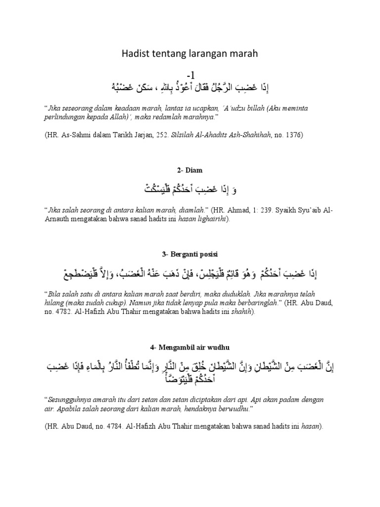 Hadist Larangan Marah dalam Islam | PDF