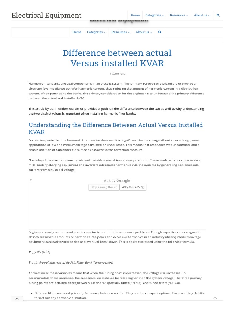 Difference Between Actual Versus Installed KVAR | PDF | Computer Engineering | Electricity