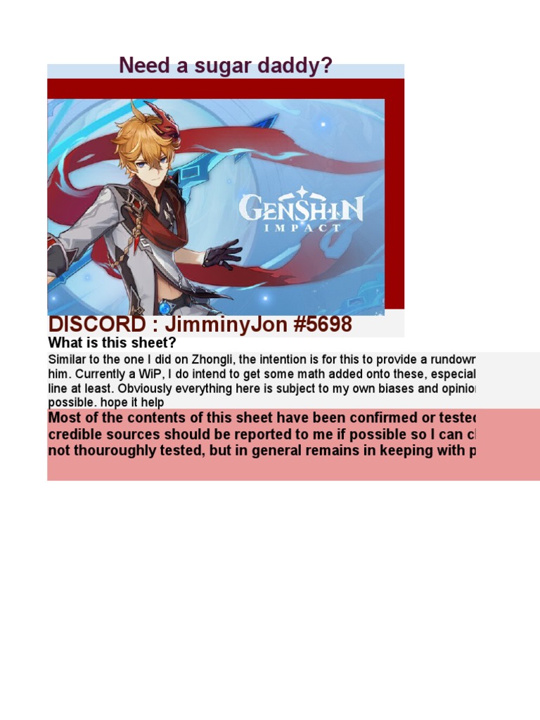 Childe Master Spreadsheet | PDF