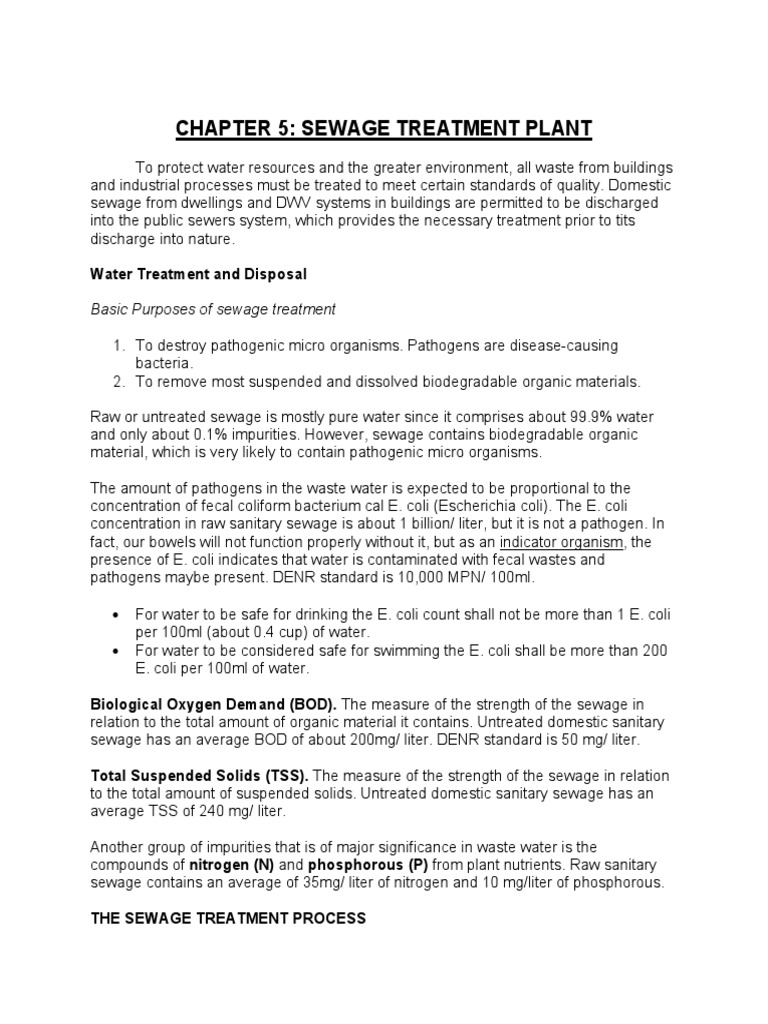 Chapter 5 Sewage Treatment Plant | PDF | Sewage Treatment | Public Health