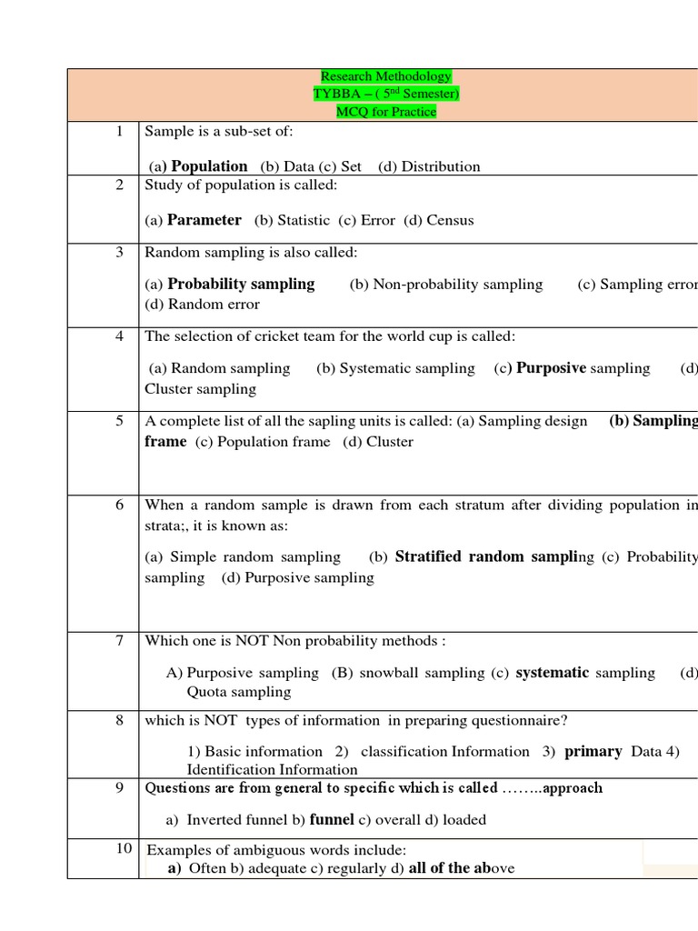 BR Sem5 Question Bank2-Merged | PDF | Sampling (Statistics) | Survey Methodology