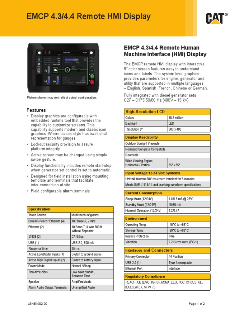 EMCP 4.3/4.4 Remote Human Machine Interface (HMI) Display | PDF | Usb ...