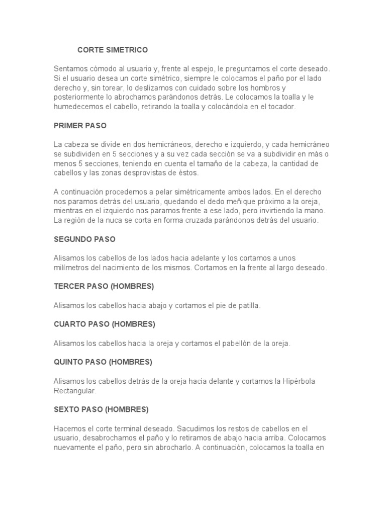 Corte Simetrico y Otros | PDF | Mano | Pelo